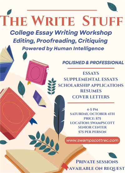 Swampscott Recreation: The Write Stuff College Essay Workshop